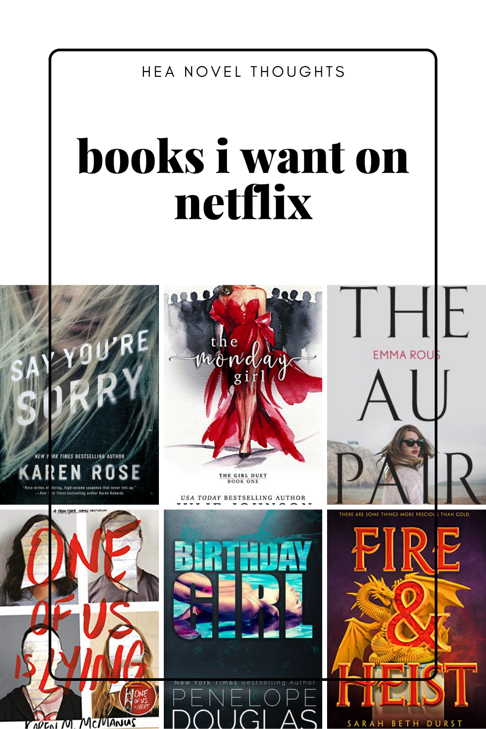 Six Books I Want on Netflix - HEA Novel Thoughts